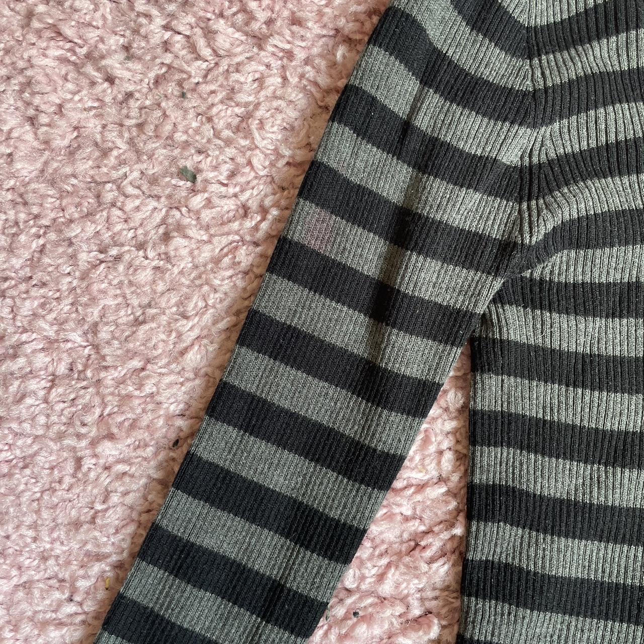 Y2k emo / cybercore black and grey striped... - Depop