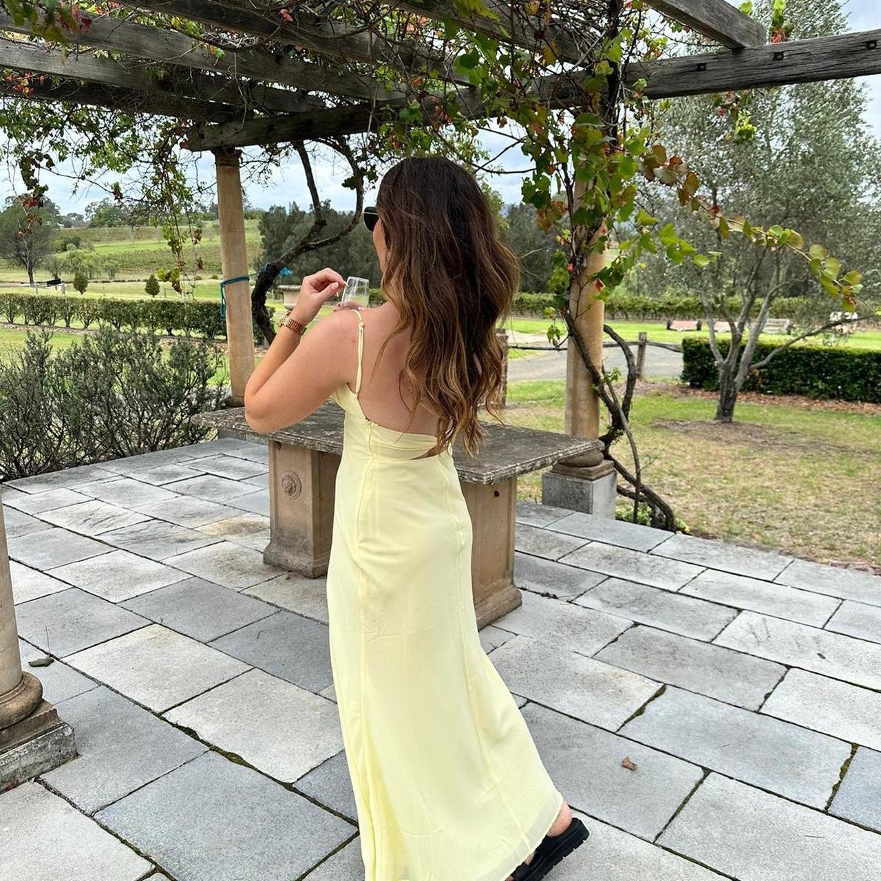 Yellow Billy J midi dress in size 8. Only worn once... - Depop