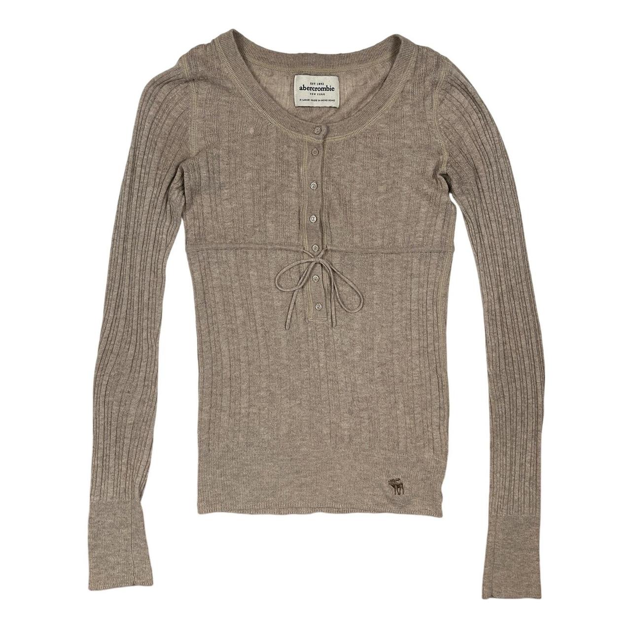 Rare Y2K abercrombie & fitch Henley Tie Waist Knit... | Depop