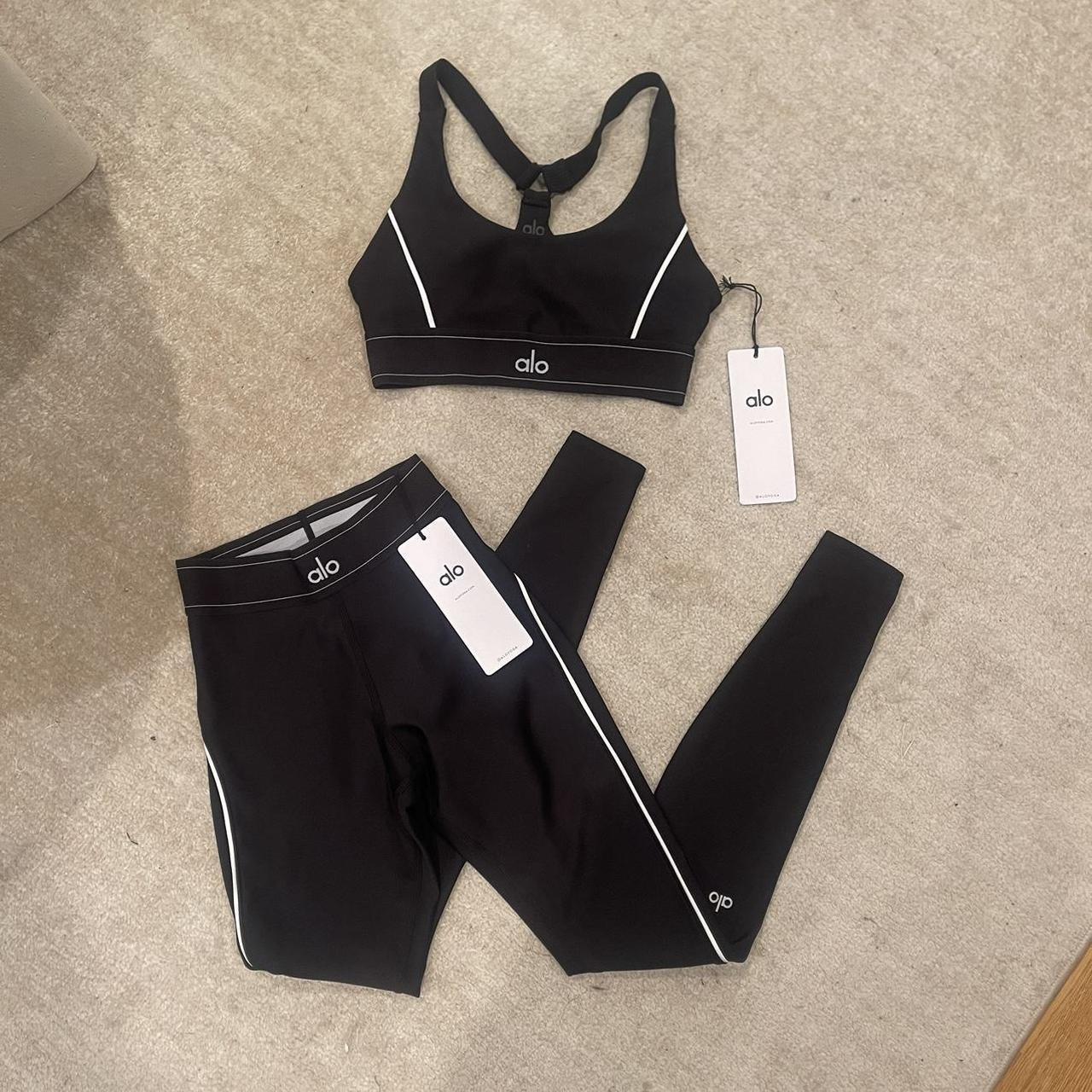 alo yoga set airlift high waist suit up leggings in... - Depop