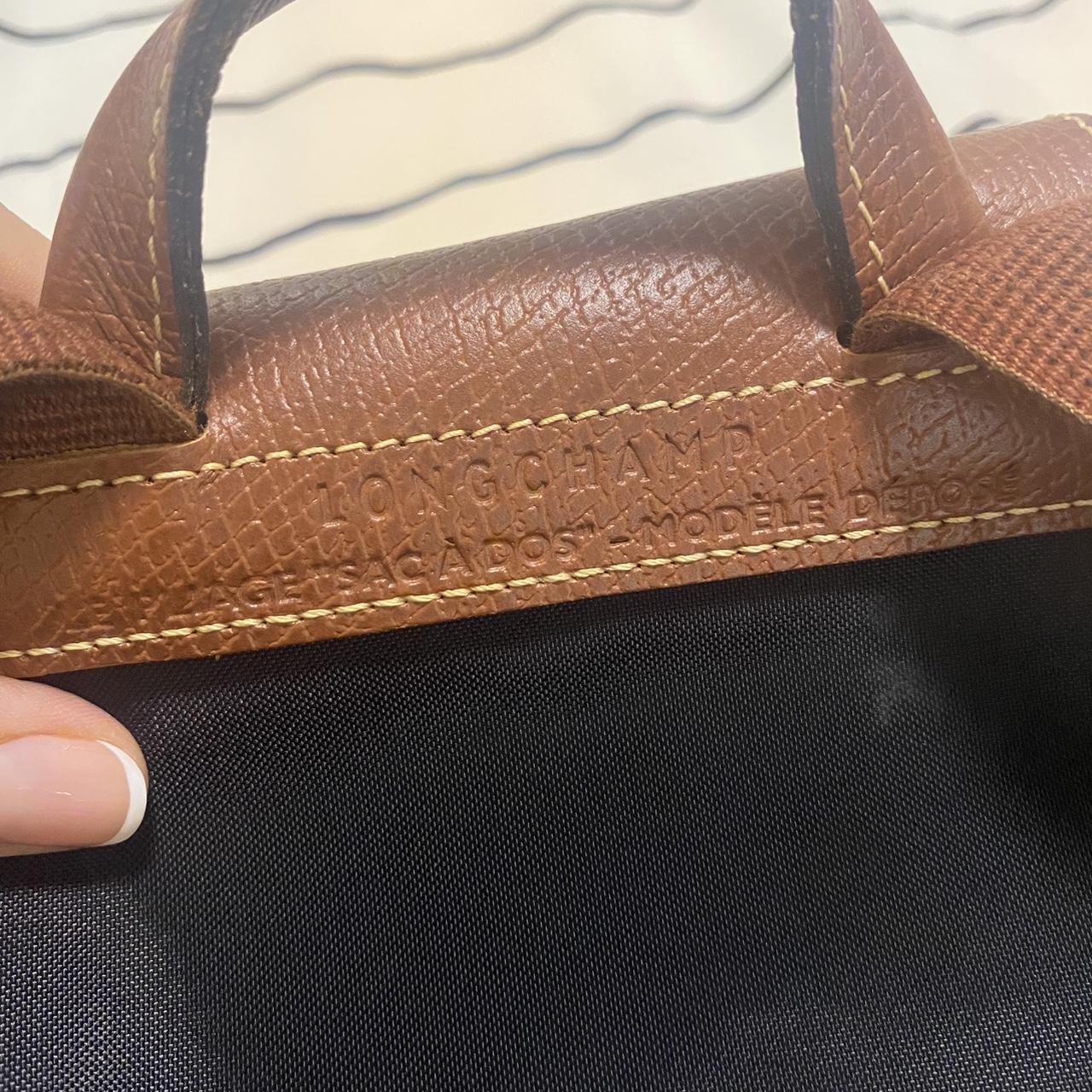 Brown and black Longchamp backpack #backpack - Depop