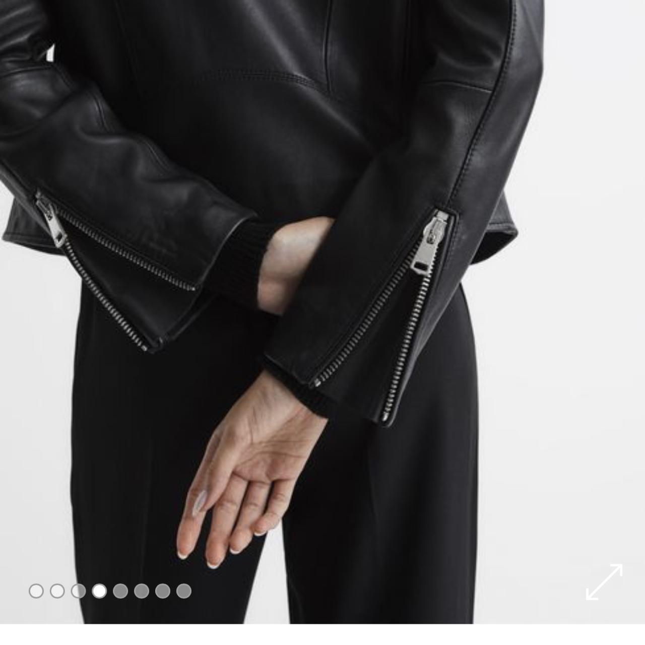 Reiss leather jacket Size 6 but fits a 8 Original... - Depop