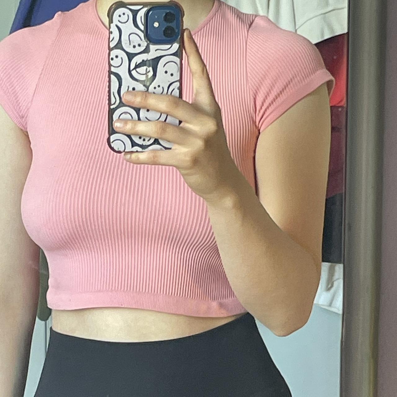 Urban outfitters pink ribbed crop top, worn a... - Depop