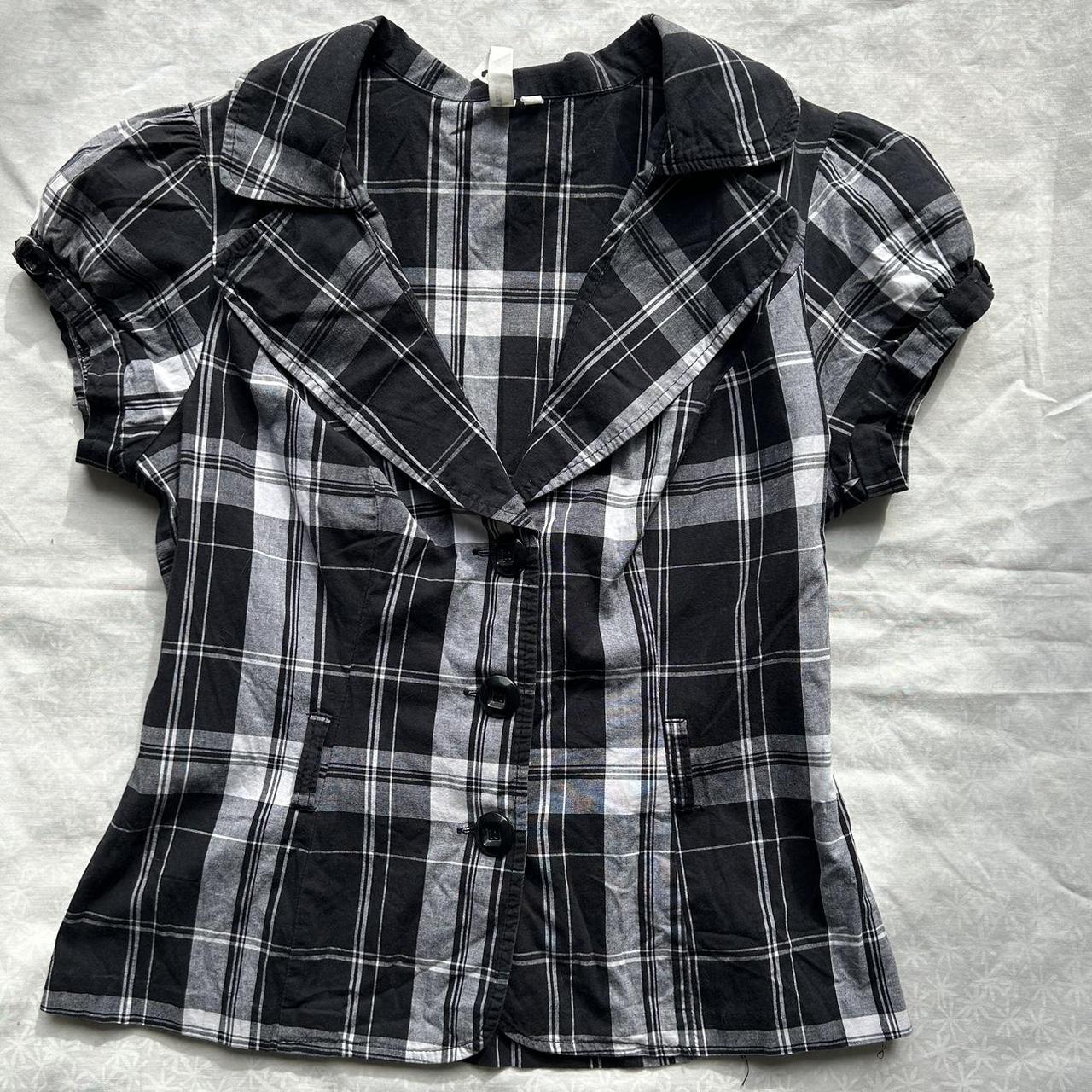 heart soul plaid button up top 🖤 office siren... - Depop