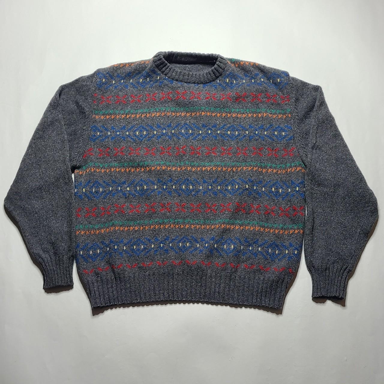 Vintage acrylic knit sweater sz XL Length-... - Depop