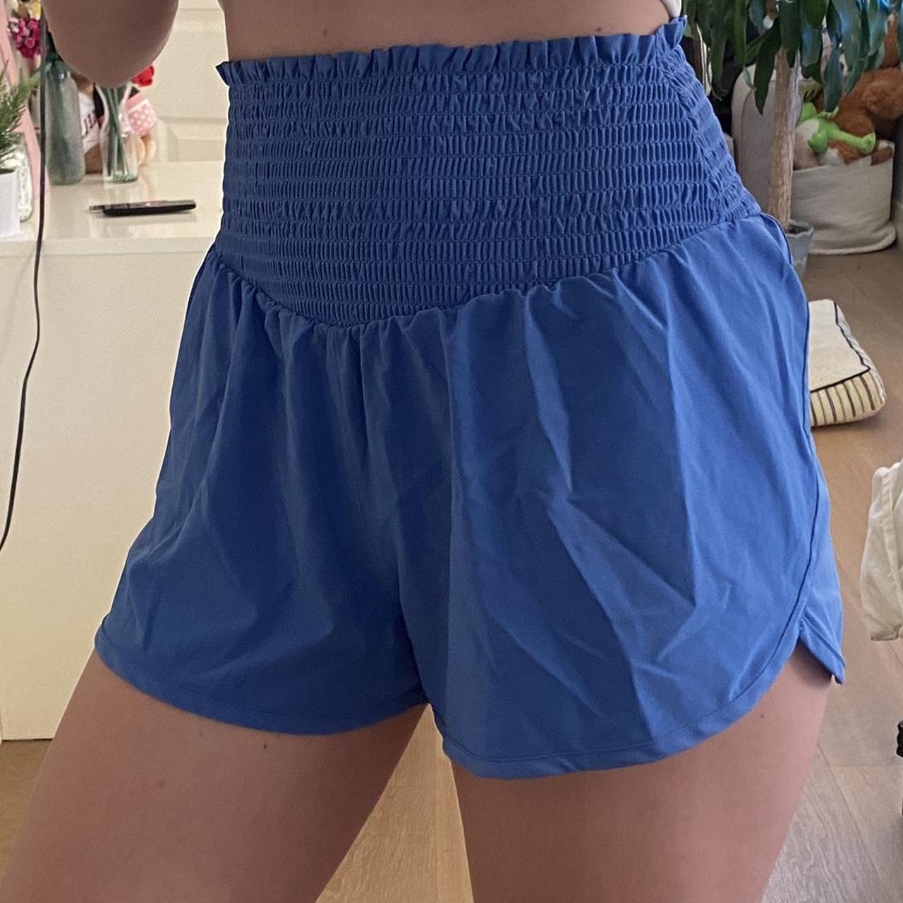 Aerie/OFFLINE Blue Smocked Running Shorts! Only... - Depop