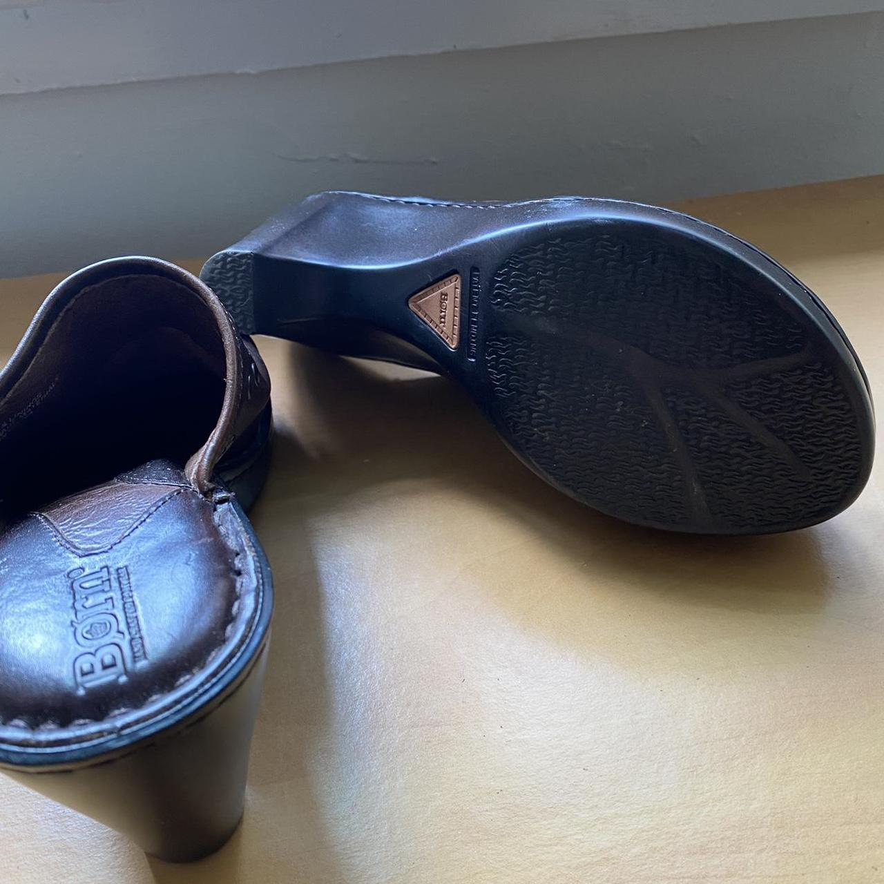 Brown vintage clogs with metal embellishments. Brand... - Depop