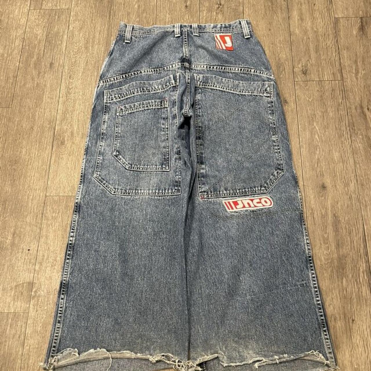 JNCO Jeans USA Mens Sz 33W x 32L Embroidered Wide... - Depop