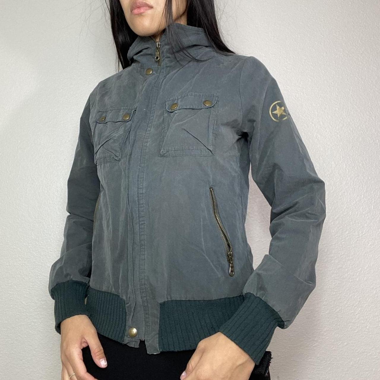 Y2k GREEN CARGO JACKET Size tag is missing but best... - Depop