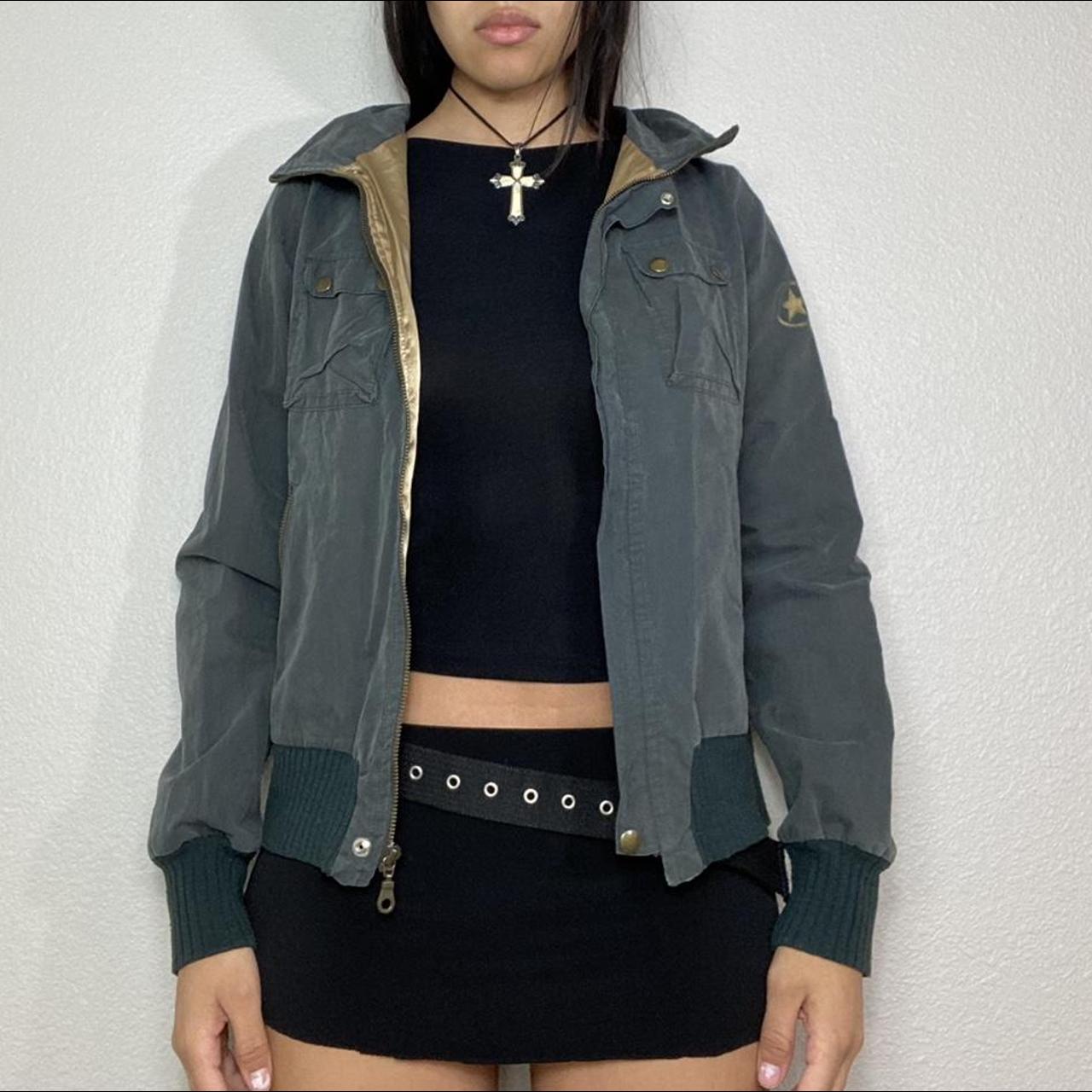 Y2k GREEN CARGO JACKET Size tag is missing but best... - Depop