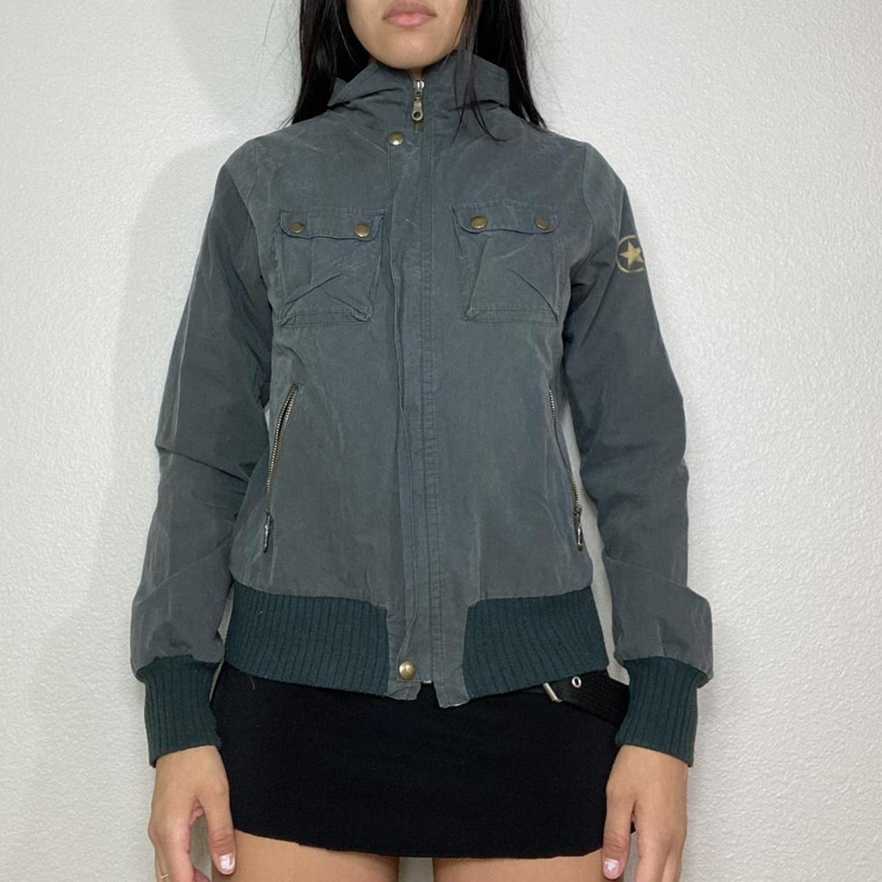 Y2k GREEN CARGO JACKET Size tag is missing but best... - Depop