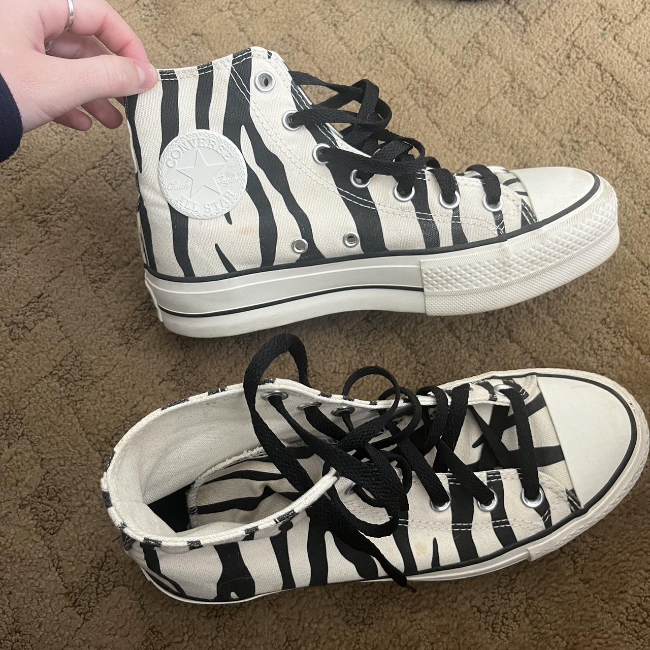 ZEBRA PRINT CONVERSE PLATFORM women’s size 8. worn... - Depop