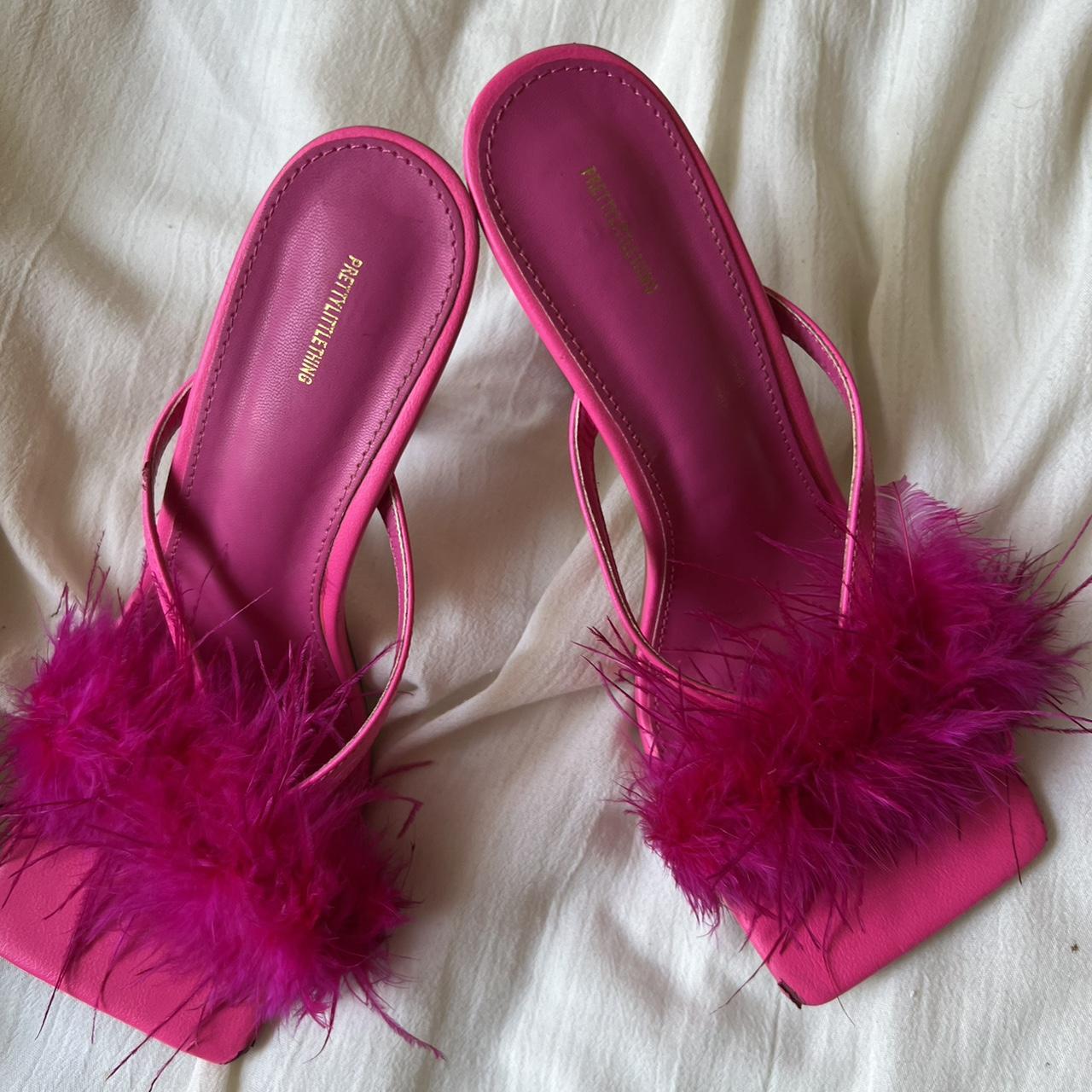 Pretty little thing pink heels -fluff... - Depop