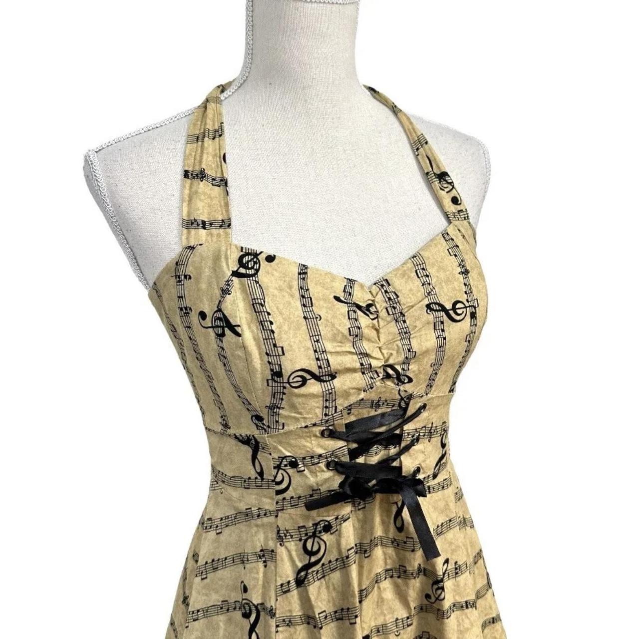 Hot Topic Sheet Music Note Halter Dress Size... - Depop