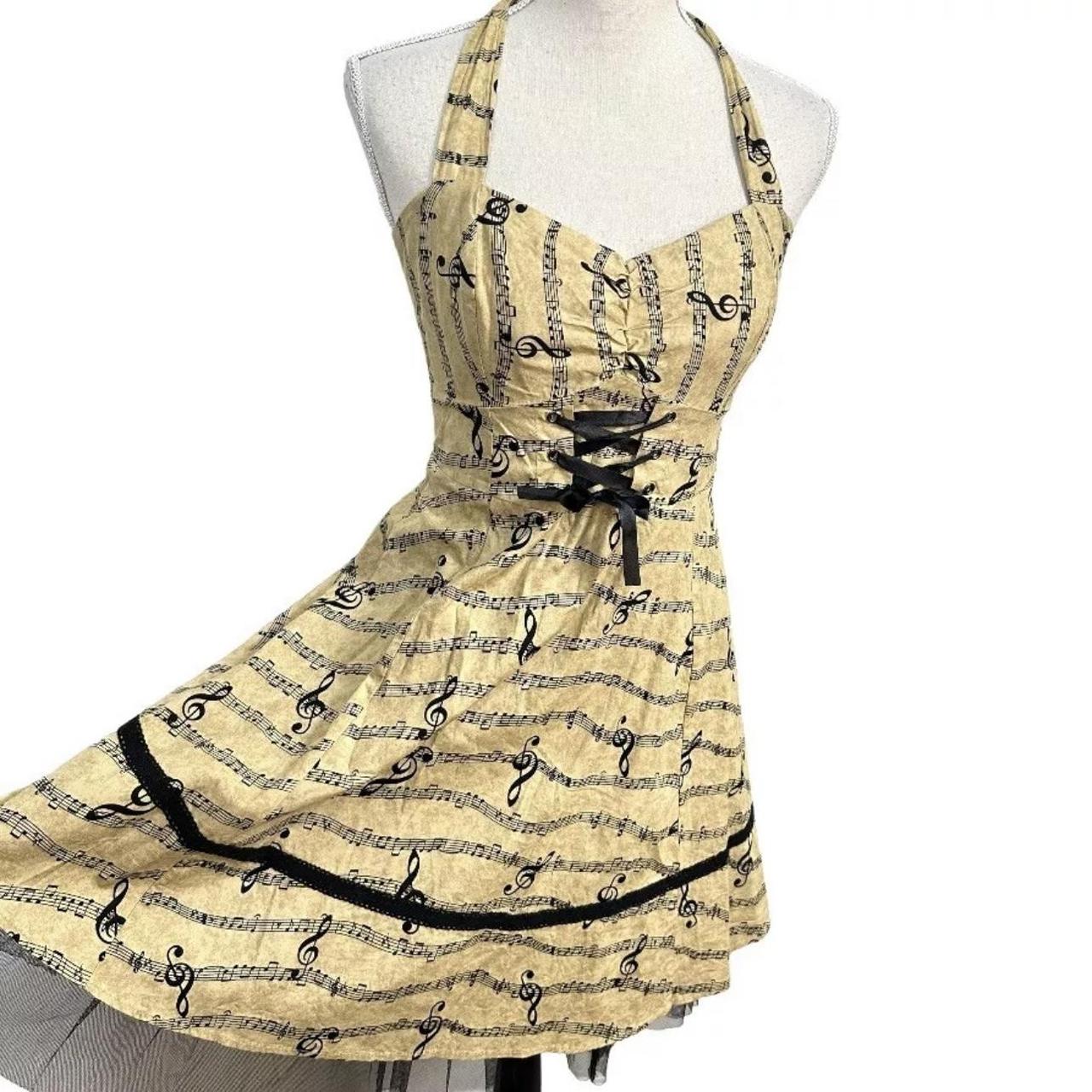 Hot Topic Sheet Music Note Halter Dress Size... - Depop