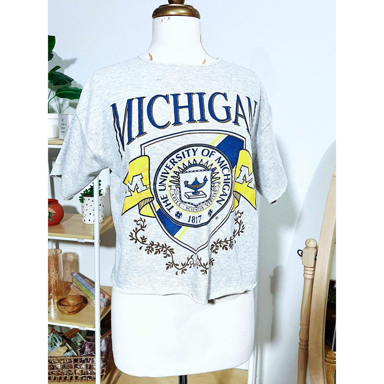 Vintage University of Michigan Sweatshirt Crop... - Depop