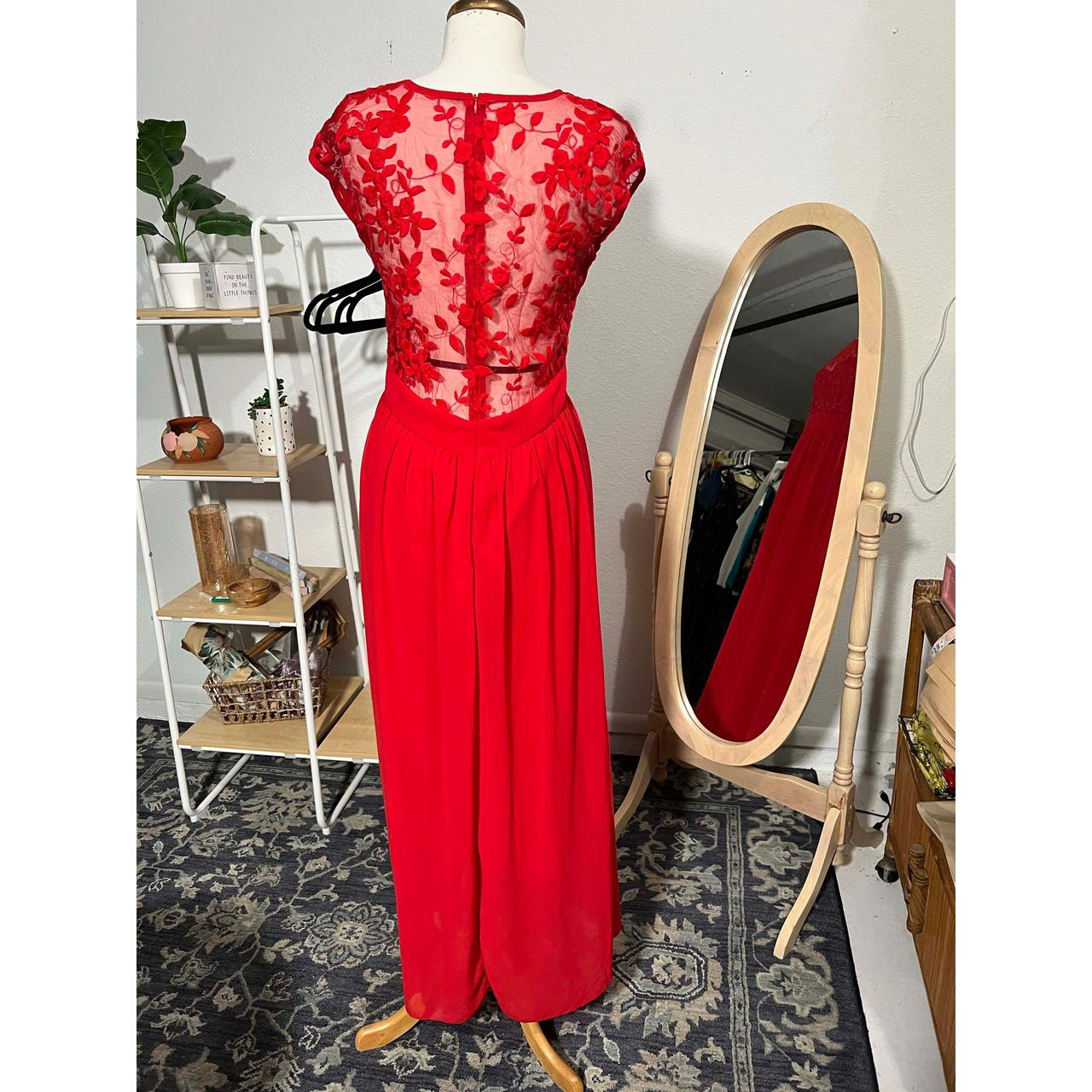 Red Sheer Floral Lace Maxi Dress Gorgeous red... - Depop