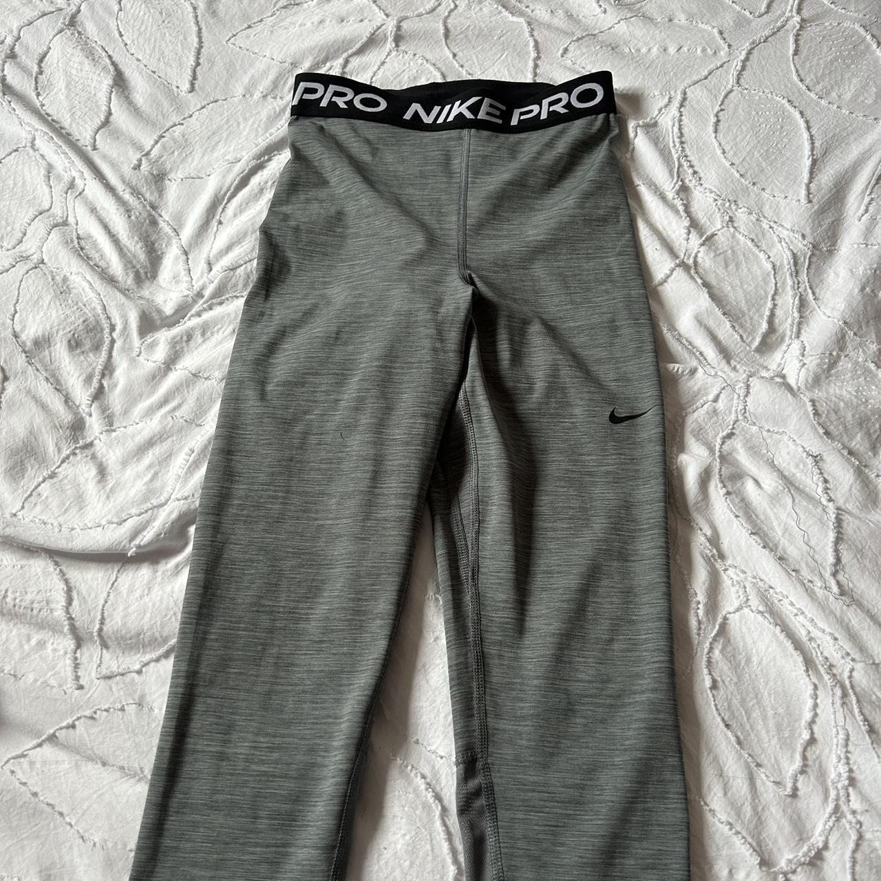 Grey Nike pro leggings with mesh Xs great condition... - Depop