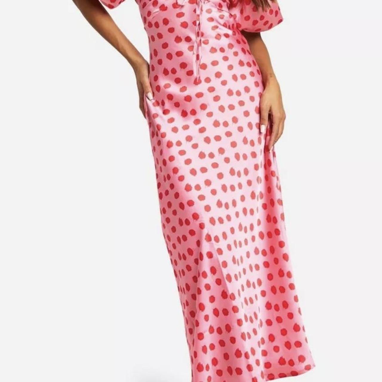 Boohoo pink dot dress. Size 18. Never worn. Still... - Depop