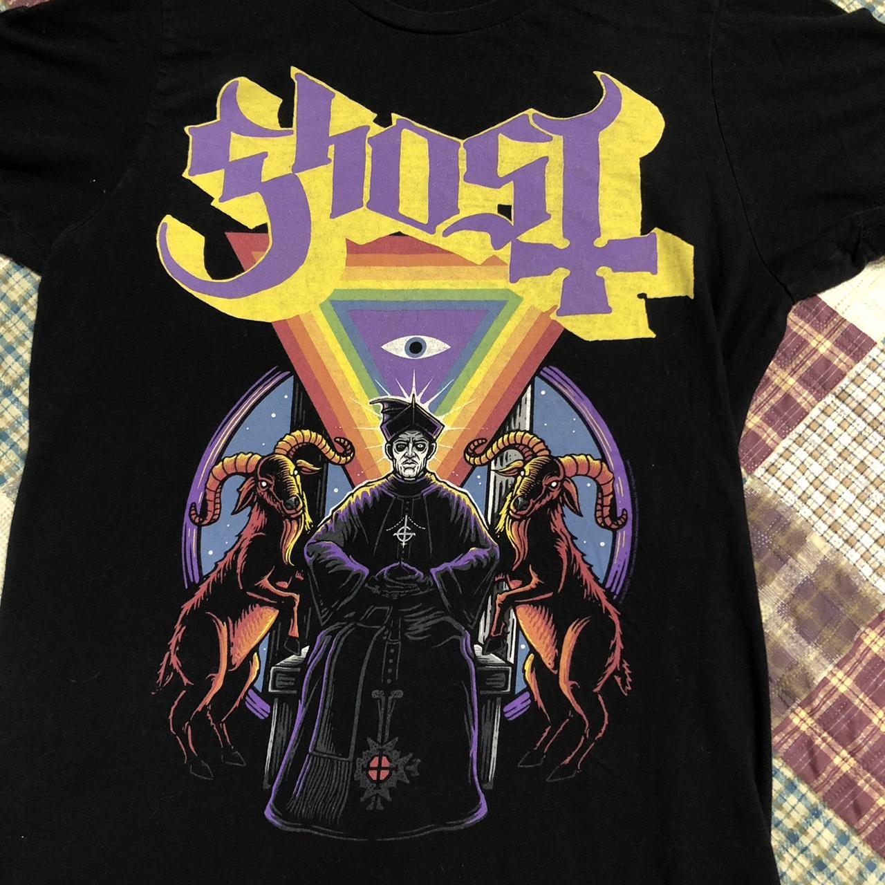 Ghost t shirt metal band tee goth 666 rainbow Size... - Depop
