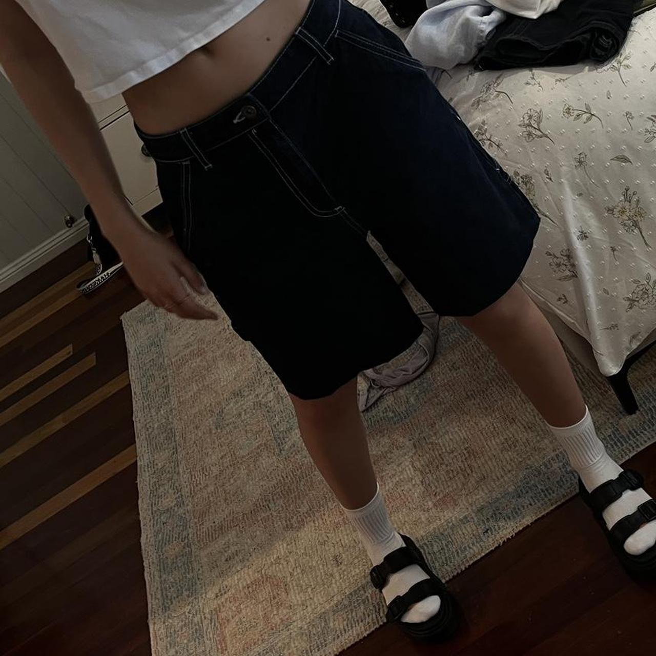 denim jorts! size 8! only worn once ! brand is... - Depop