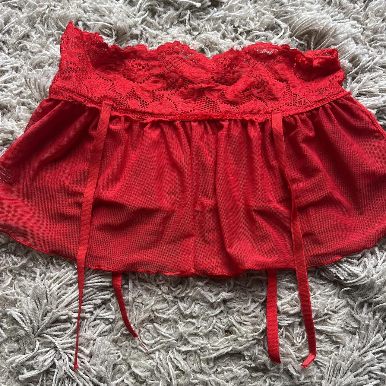 Red Flowy Mini Skirt Subversive Style Lace And Sheer Depop