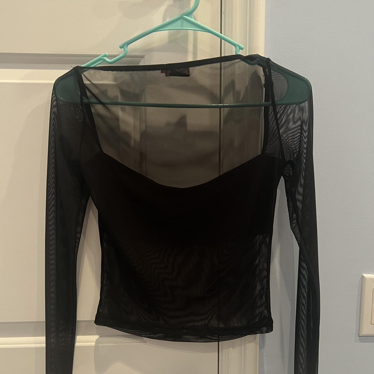 Edikted Black Mesh Long Sleeve - worn once - no flaws - Depop