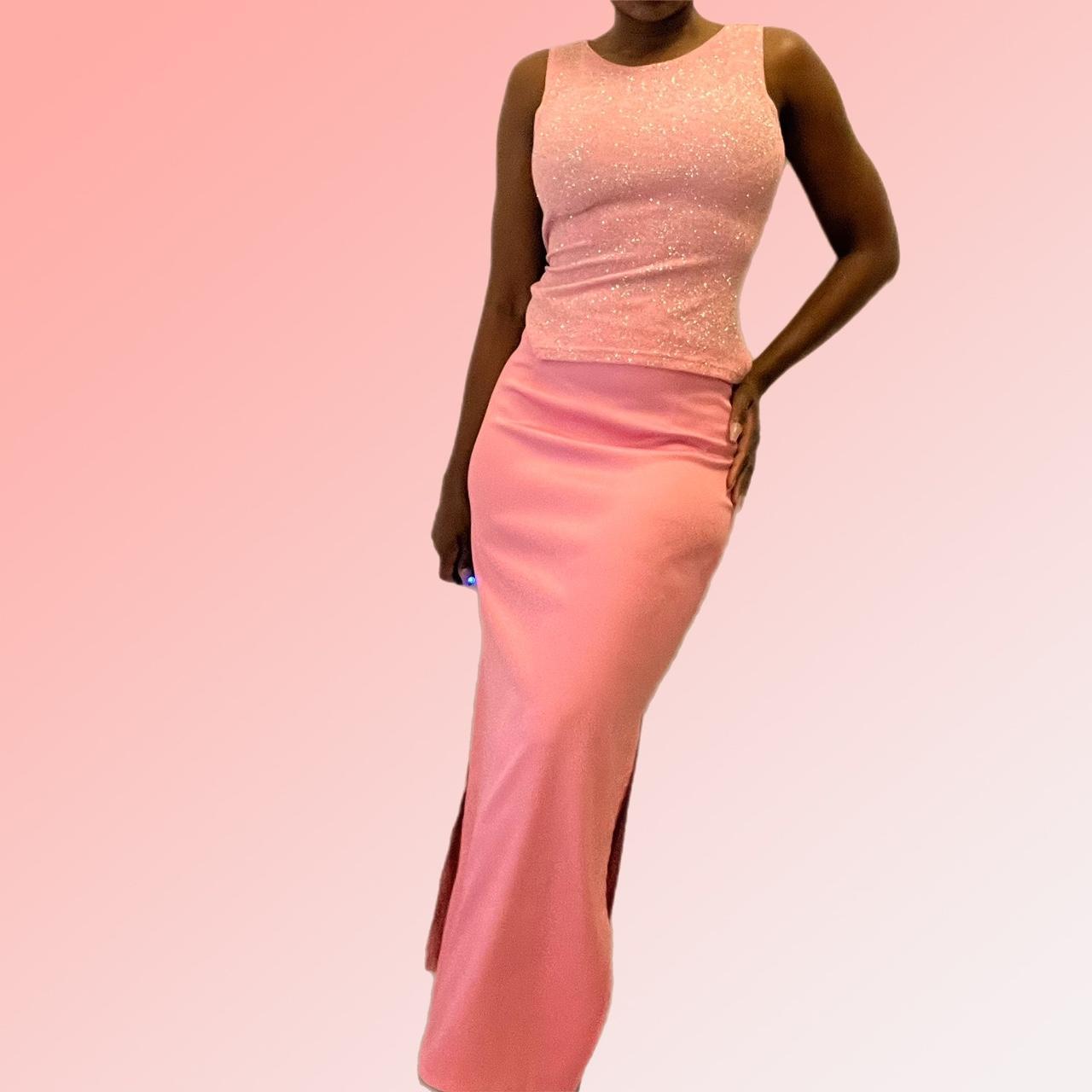 90s/Y2K Pink Barbiecore Glitter Formal Prom Dress... - Depop