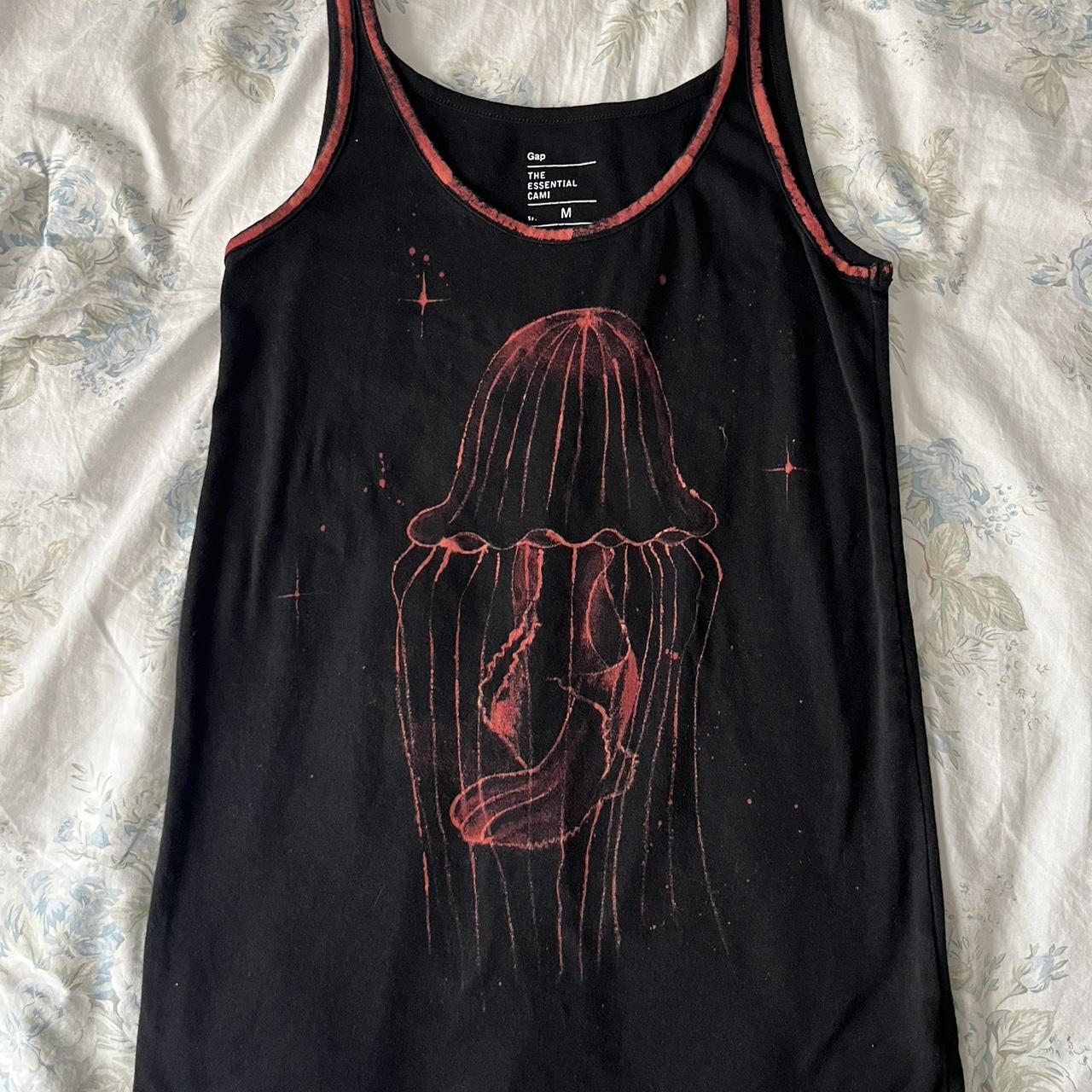 black and red jellyfish top 🪼 handmade by me -... | Depop