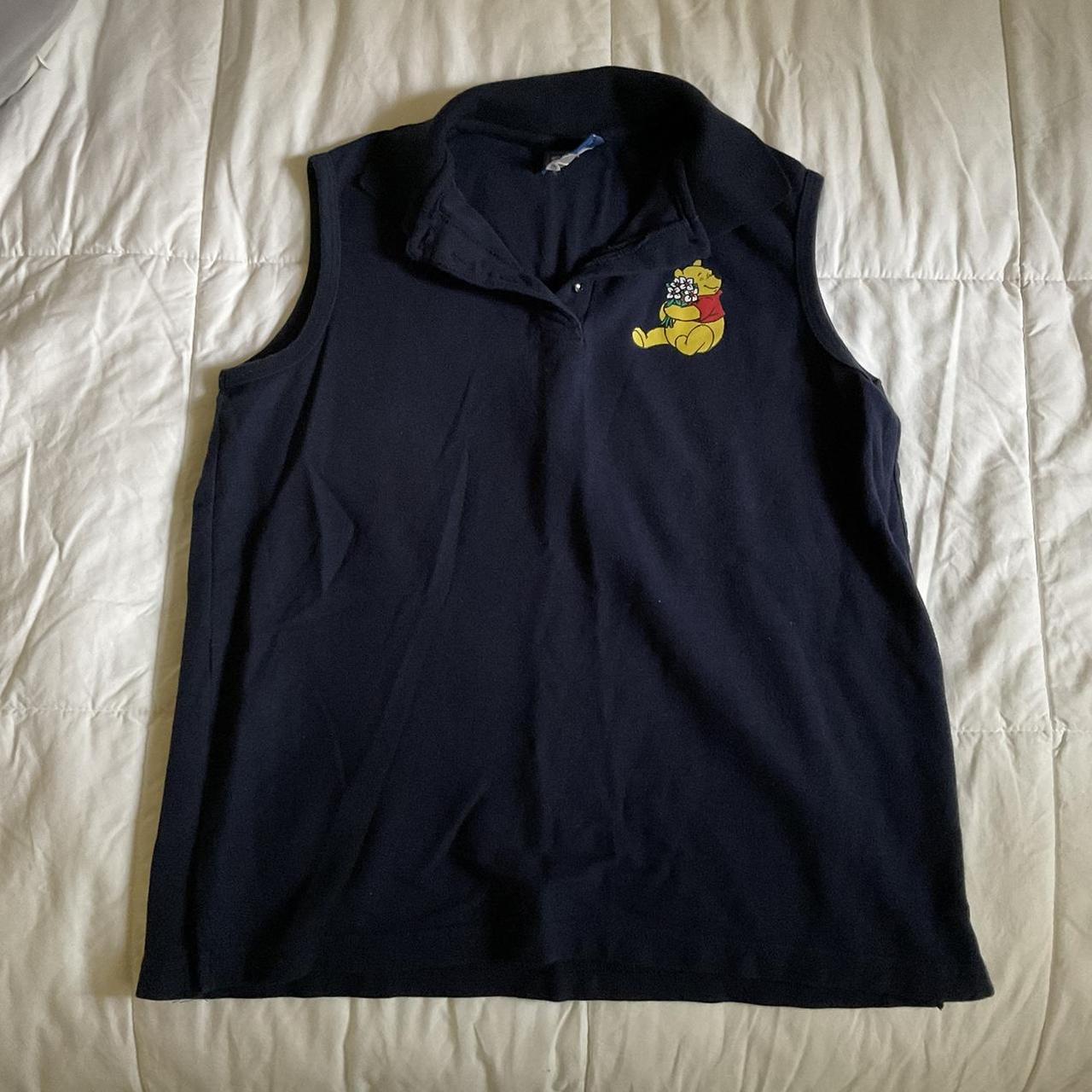 Official Disney Navy Blue Pooh Tank Top with a... | Depop
