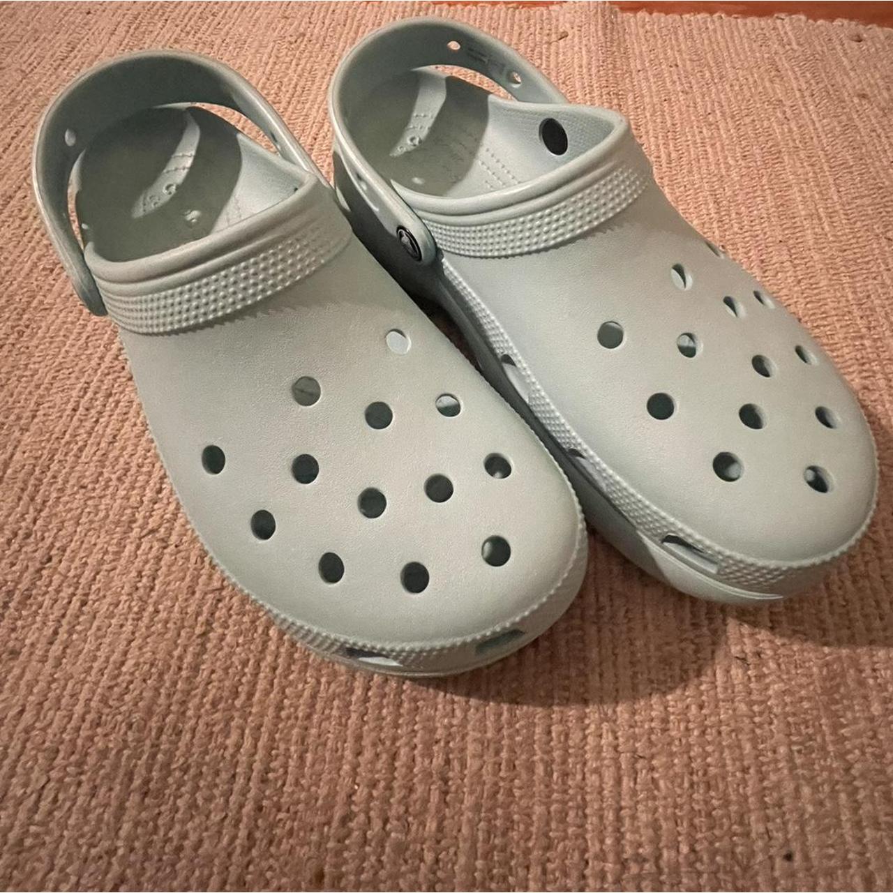 Crocs Women's Blue and Green Sandals | Depop