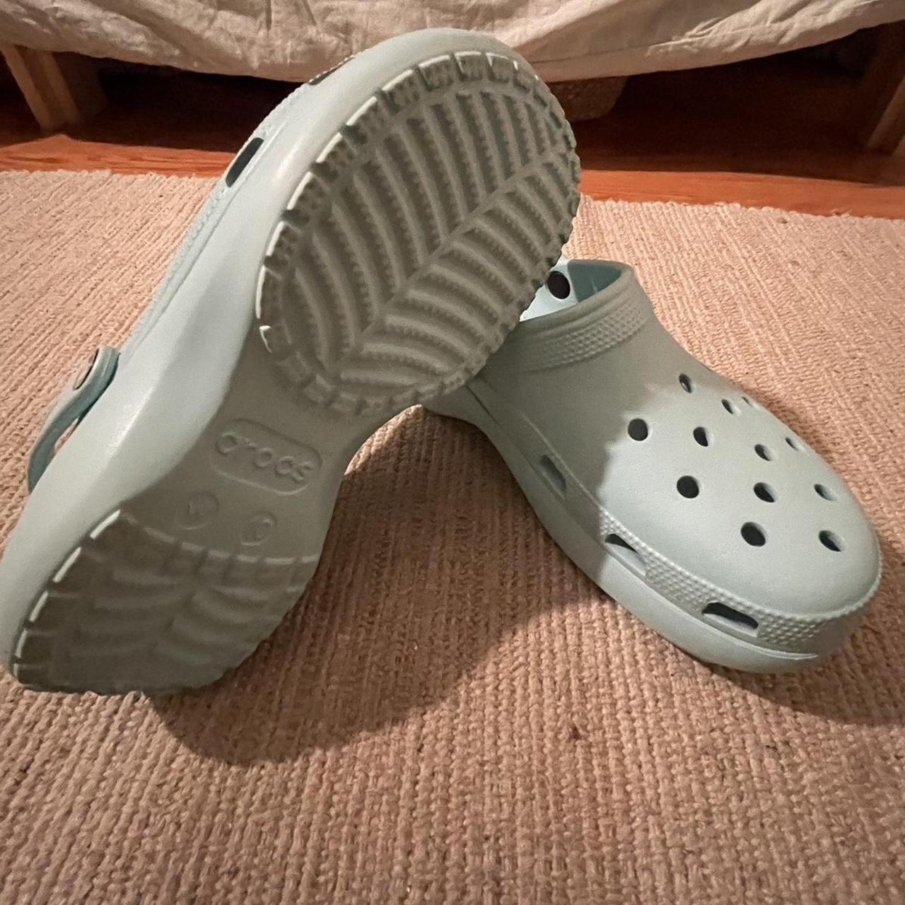 Crocs Women's Blue and Green Sandals | Depop