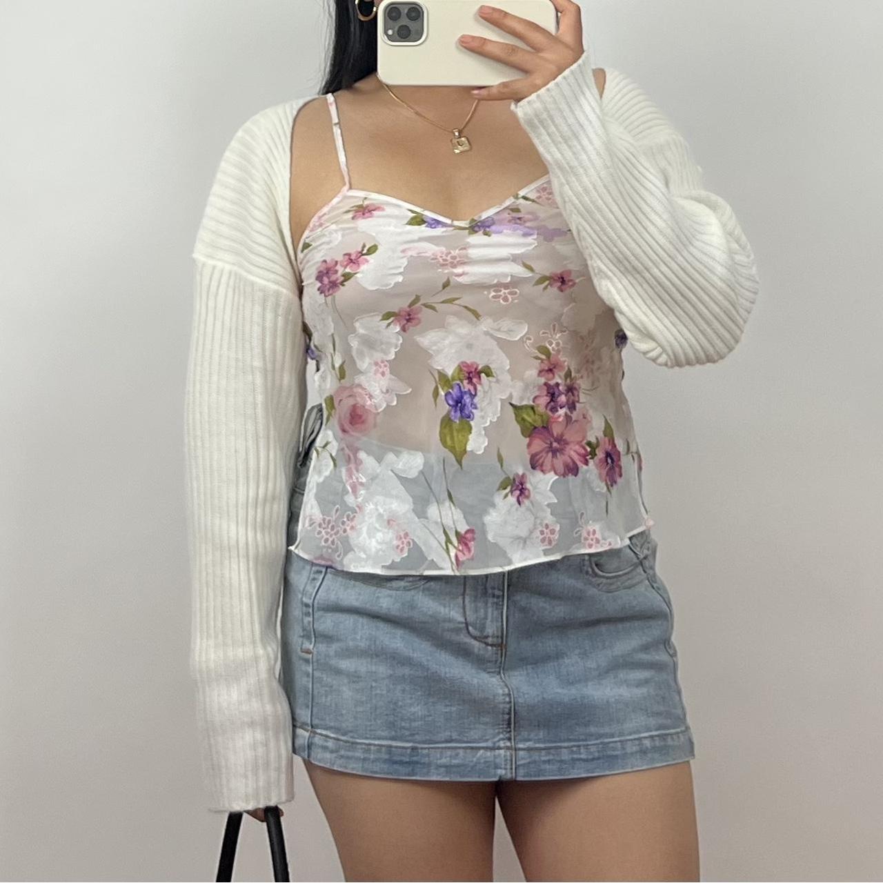 Secret Treasures Women's White and Pink Vest | Depop