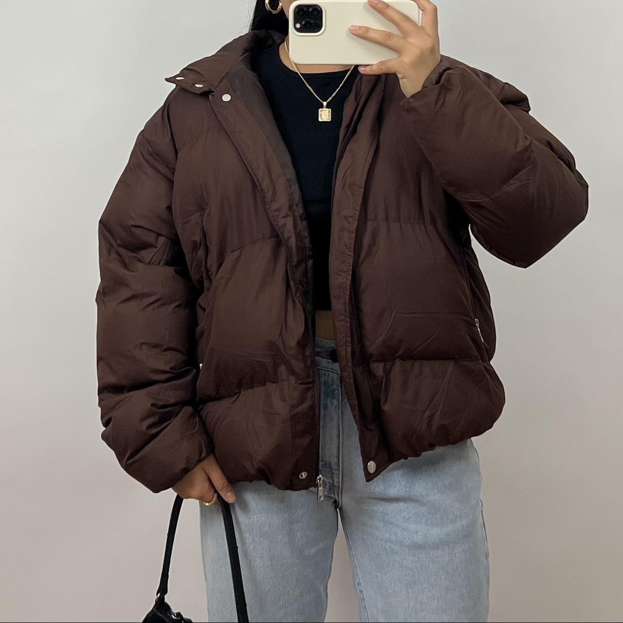 Brown puffer jacket. Perfect oversized fit. Super... - Depop