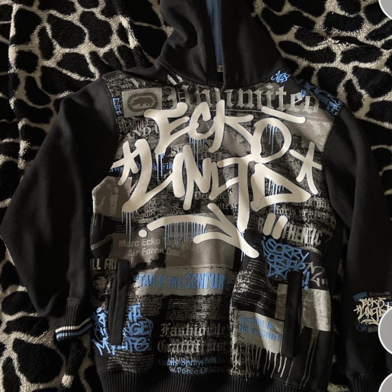 ECKO boys hoodie with pockets & Graffitti front age... - Depop