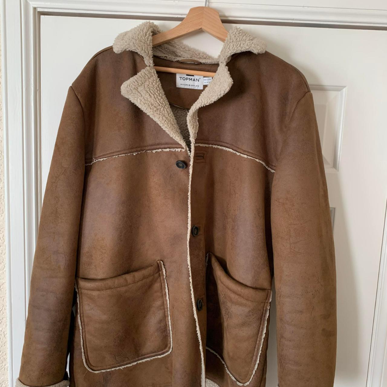 Faux Sherpa Aviator Coat Topman A lovely light... - Depop