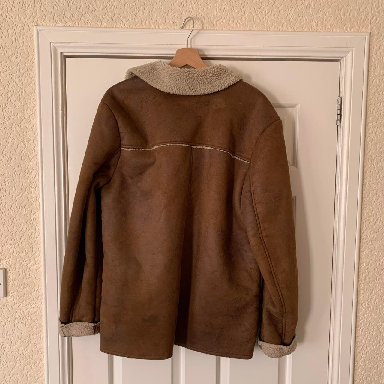 Faux Sherpa Aviator Coat Topman A lovely light... - Depop