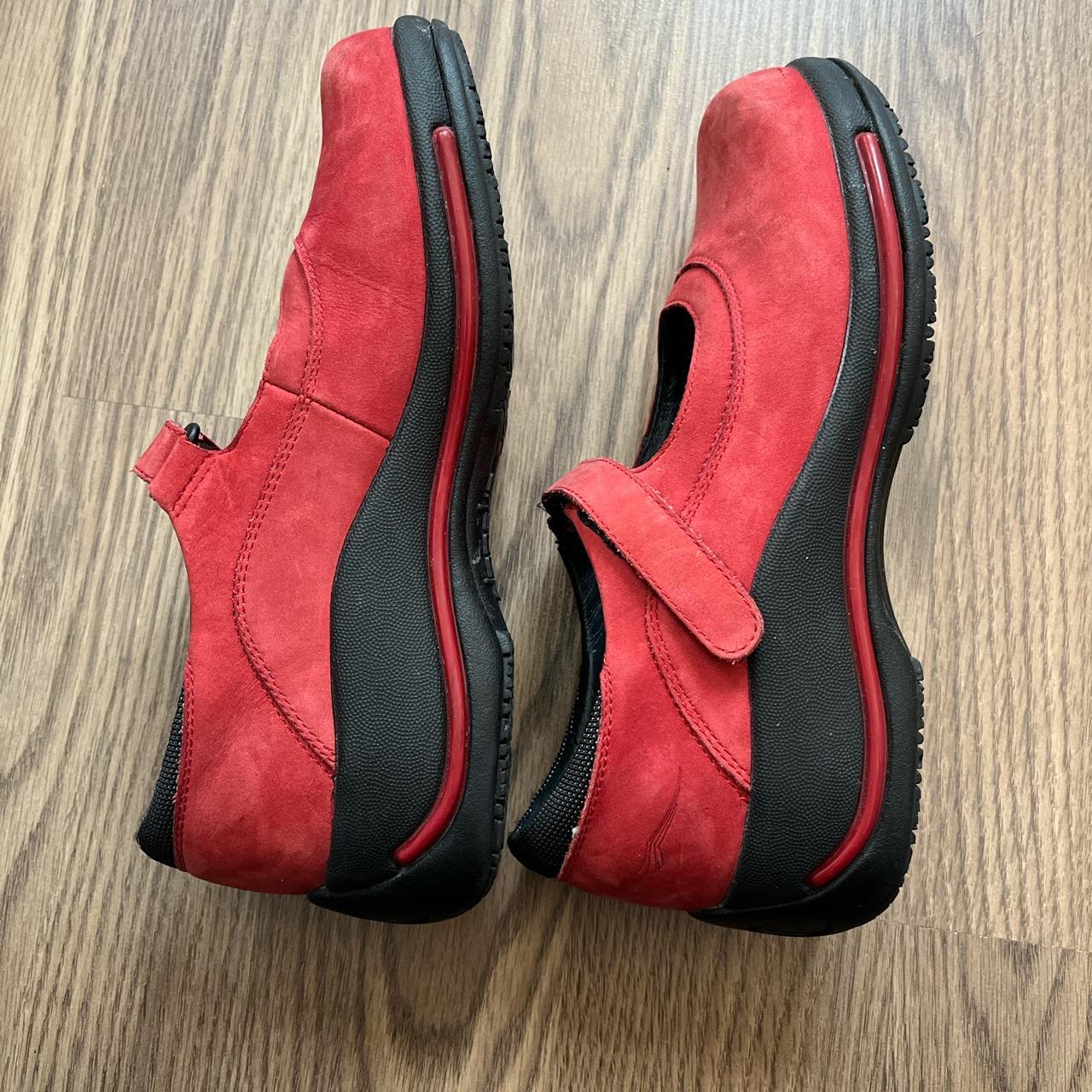 Red Dansko Mary jane clogs. Suede, Velcro, and so... - Depop