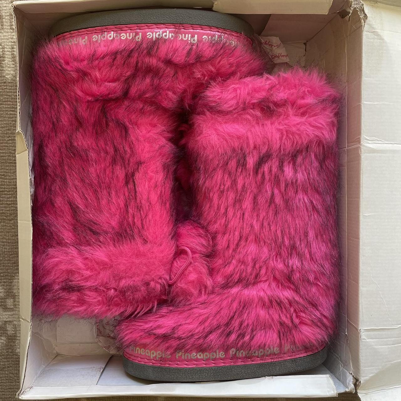 Pink Fur Moon Rave Boots Deadstock vintage pink fur... - Depop
