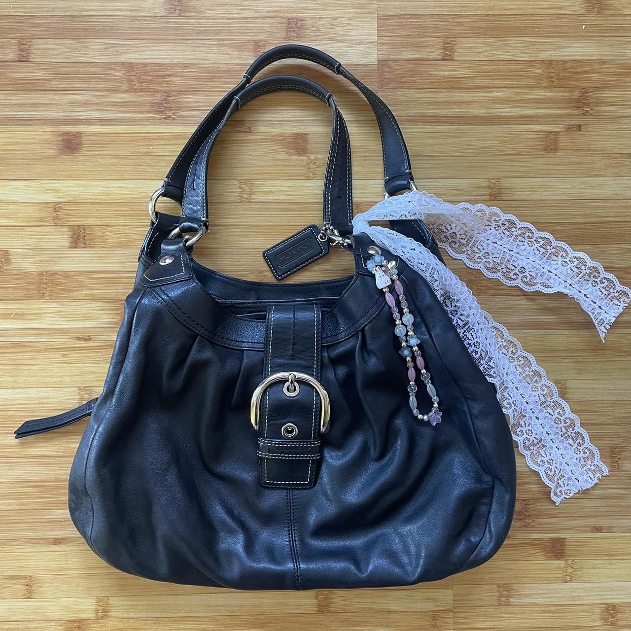 Black Leather Coach SoHo Lynn Hobo Bag Comes with... - Depop