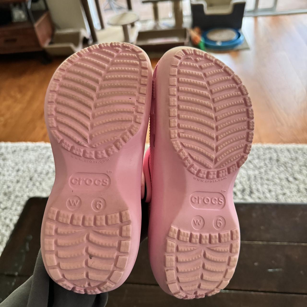 pink platform crocs with strawberry gibit womens... - Depop