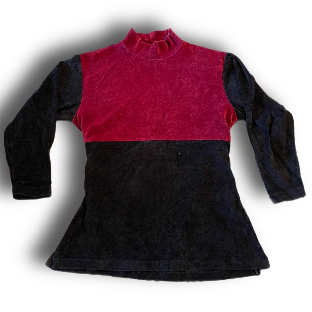red & black color block long sleeve top by erika... - Depop