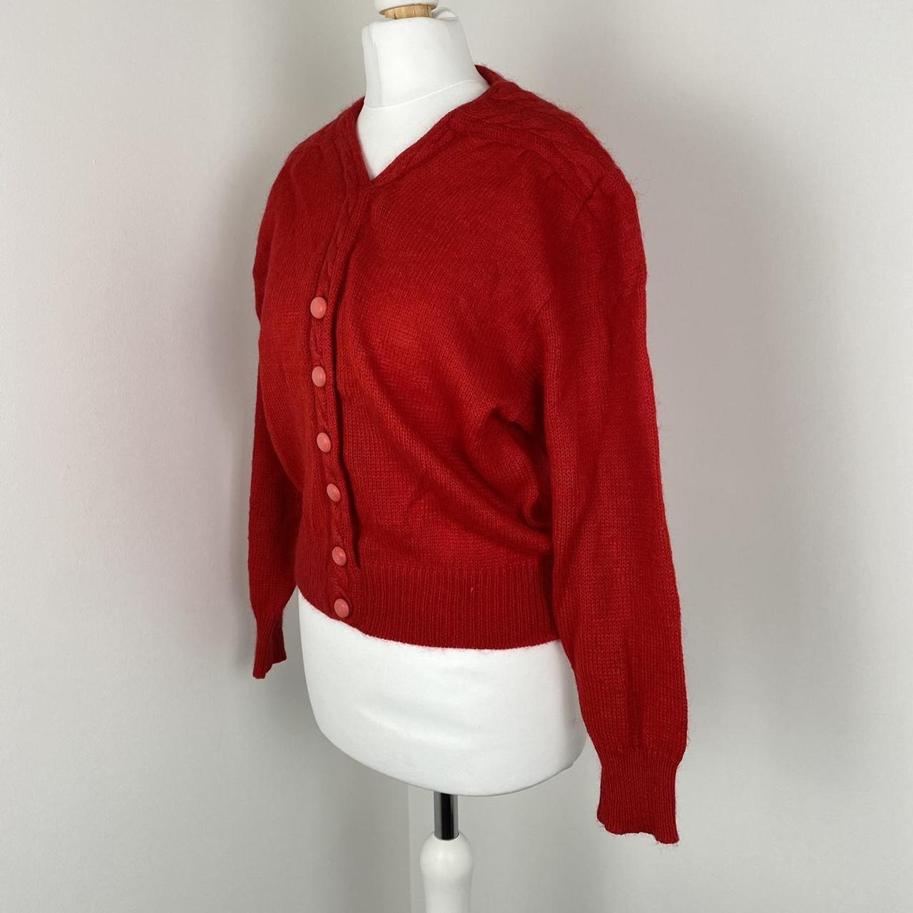 vintage bright red button cardigan sweater these... - Depop
