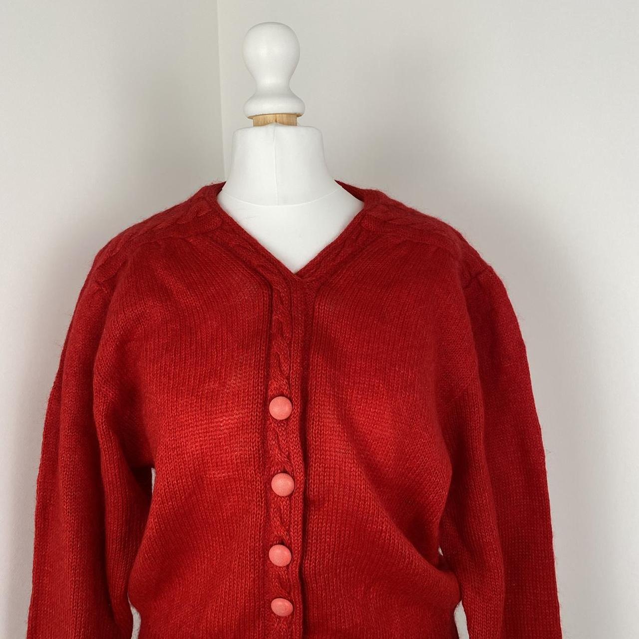vintage bright red button cardigan sweater these... - Depop