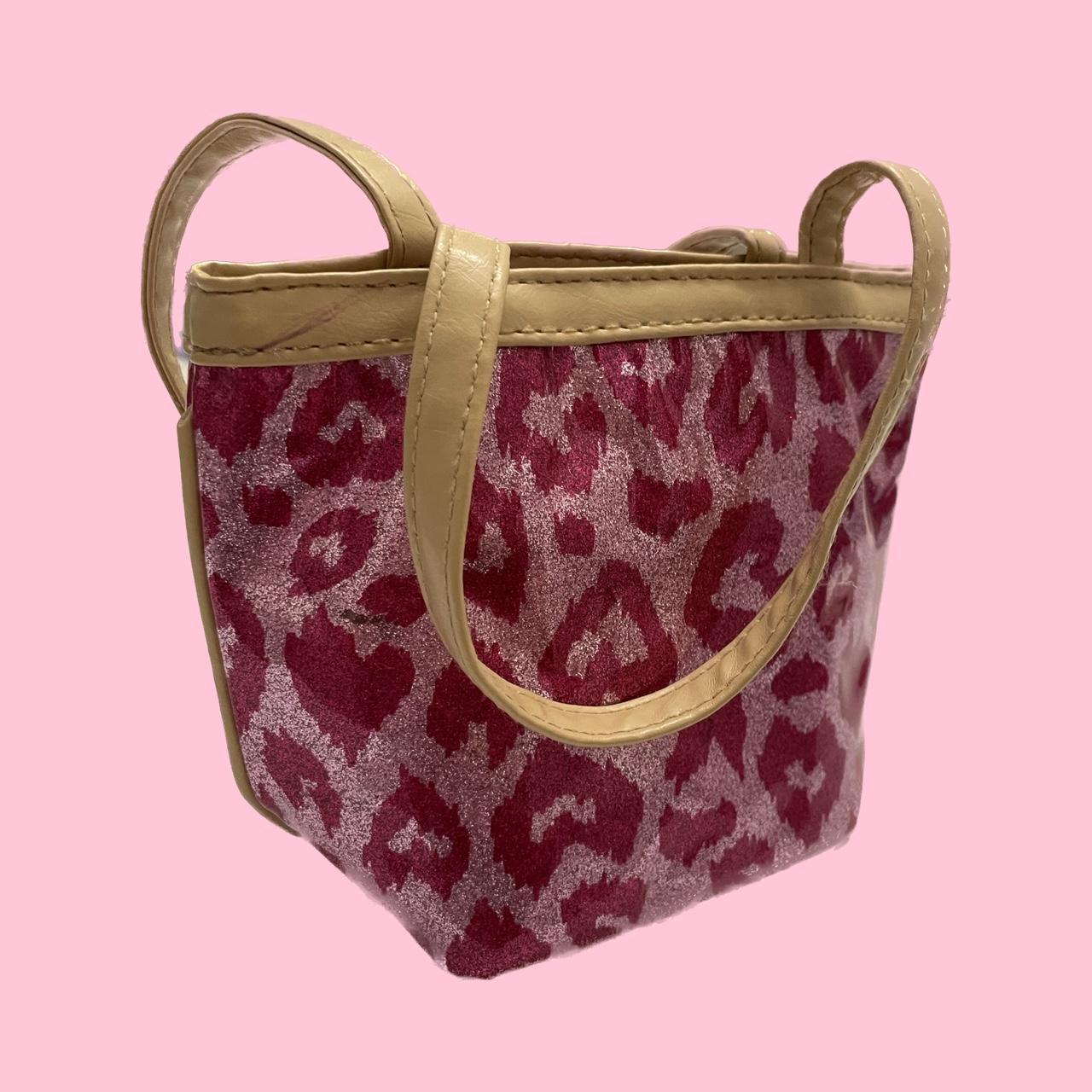 Glittery Y2K pink leopard print mini purse! Has an... - Depop