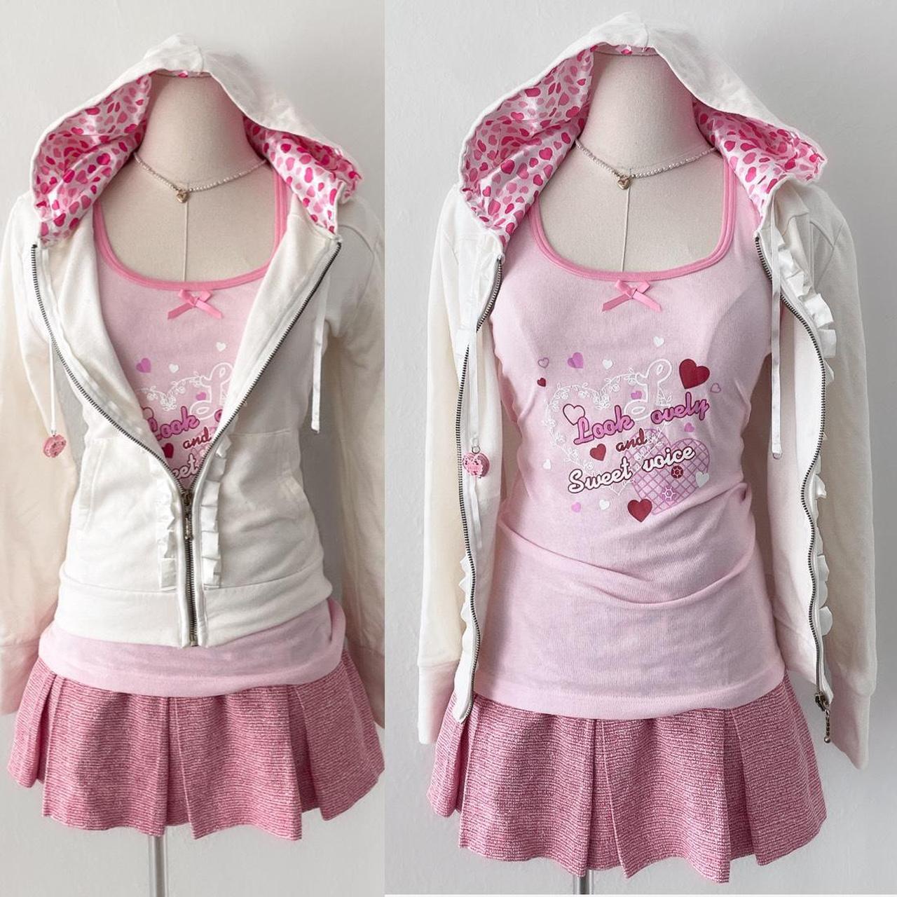 coquette pink graphic tank top from japan Japanese... - Depop