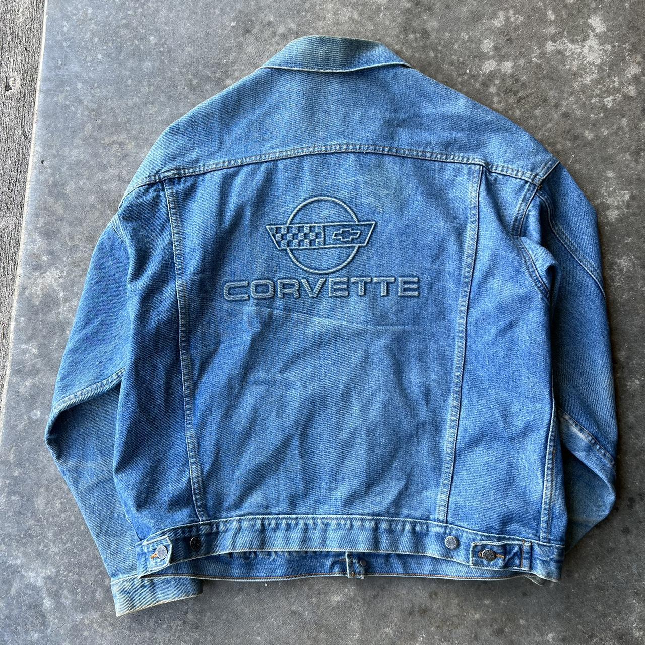 vintage corvette jean jacket RARE made in USA SIZE... - Depop