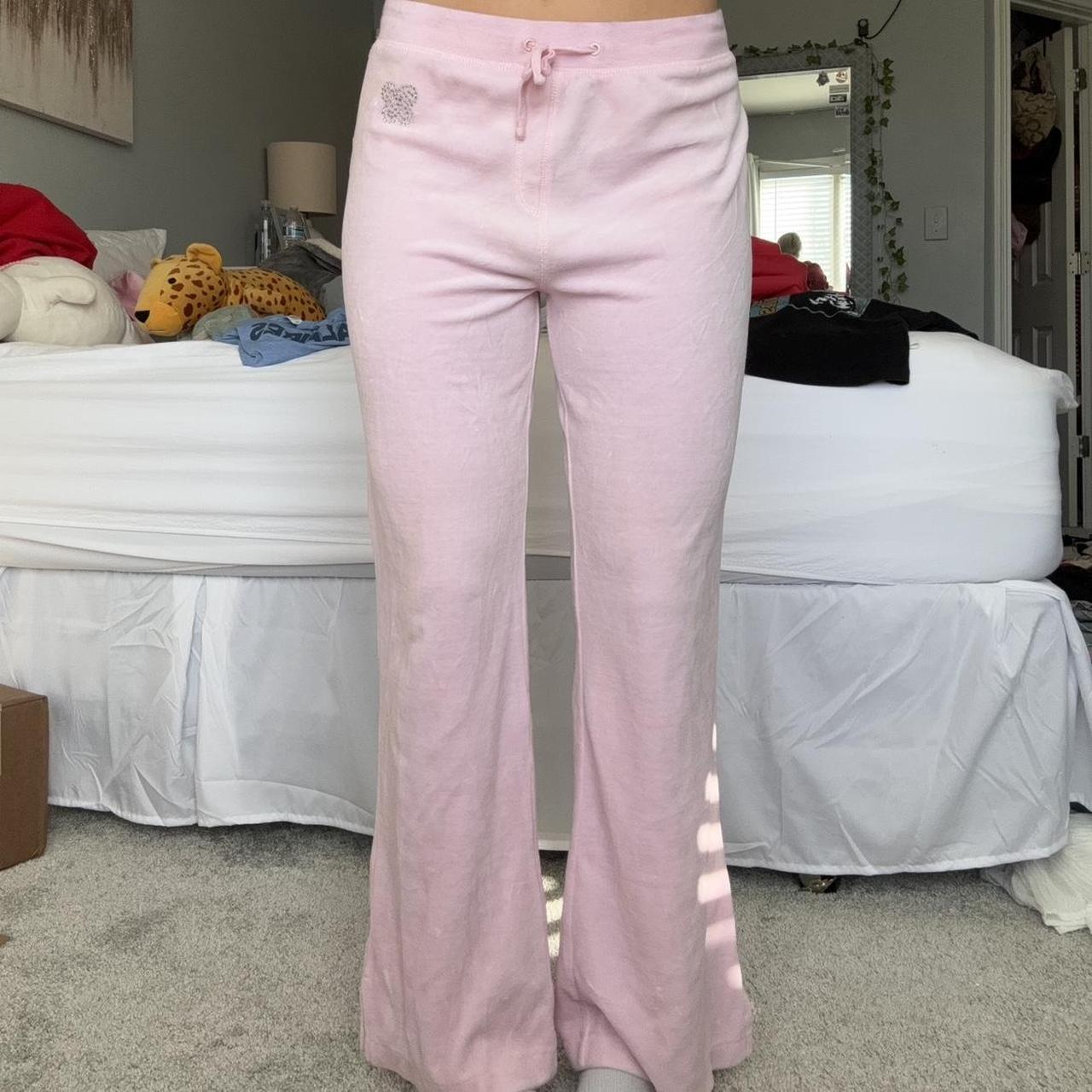 Y2K low rise pink velvet pants Flaws shown Size... - Depop