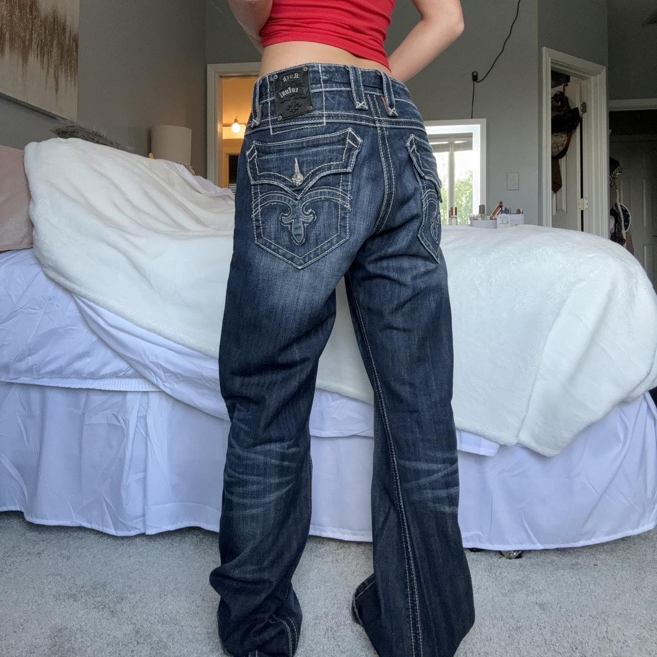 Cyber Y2K grunge baggy rock revival jeans Size 36... - Depop