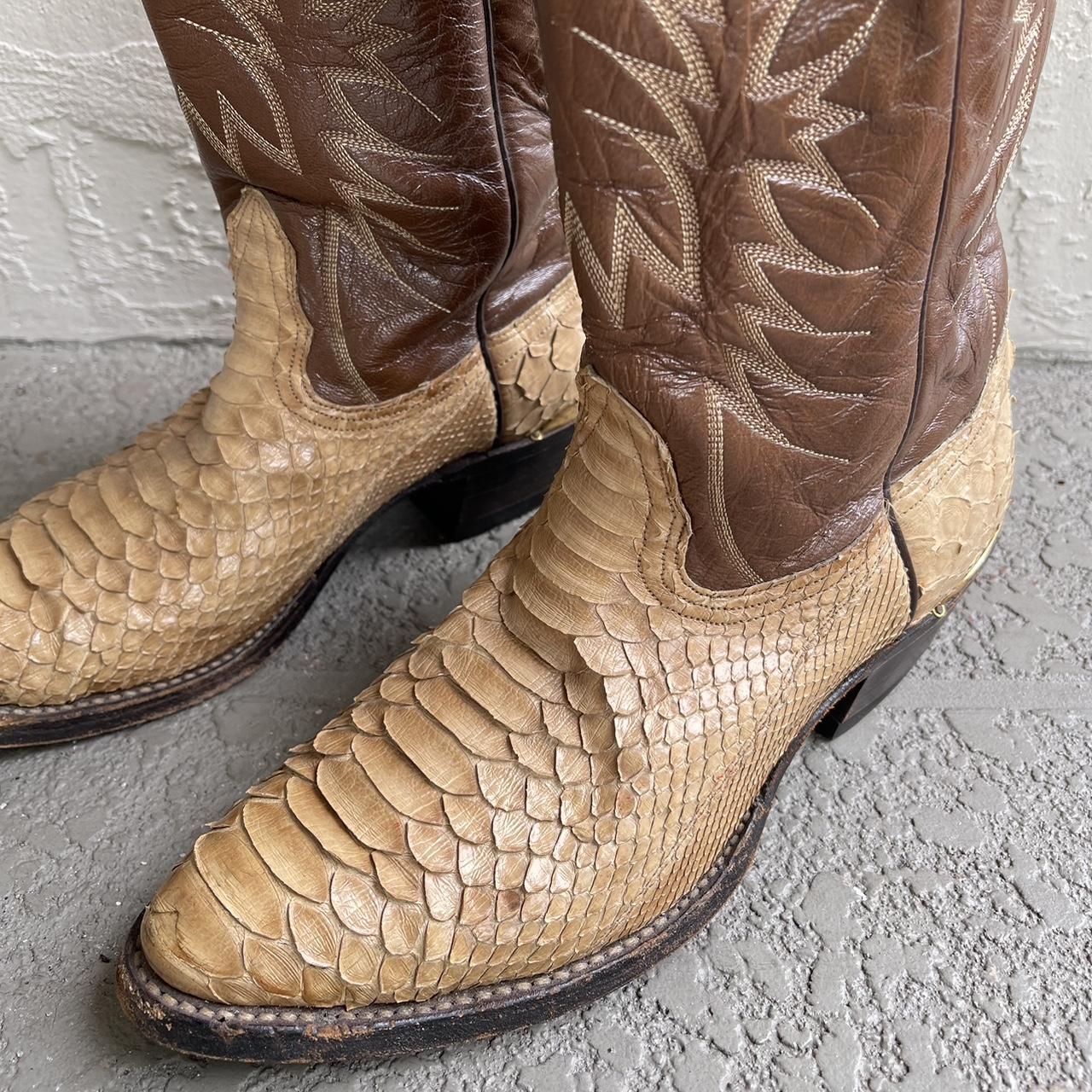 Vintage Nocona snake skin cowboy/cowgirl boots size... - Depop